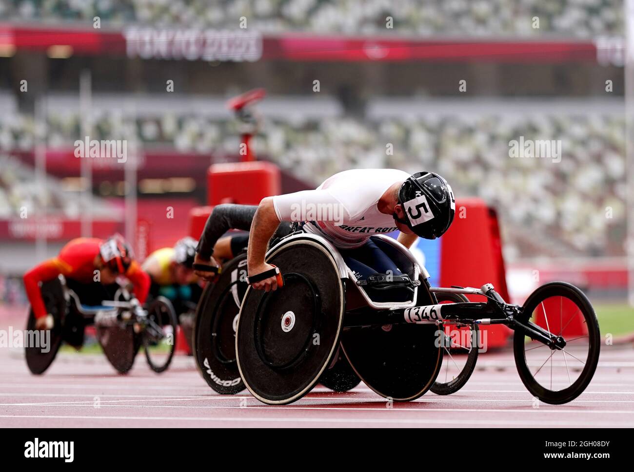 Great Britain's Isaac Towers (left) competes in the Men's 800m T34 ...