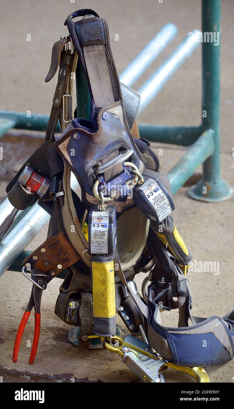 Safety harness for working at heights with tools belt as used onsite ...