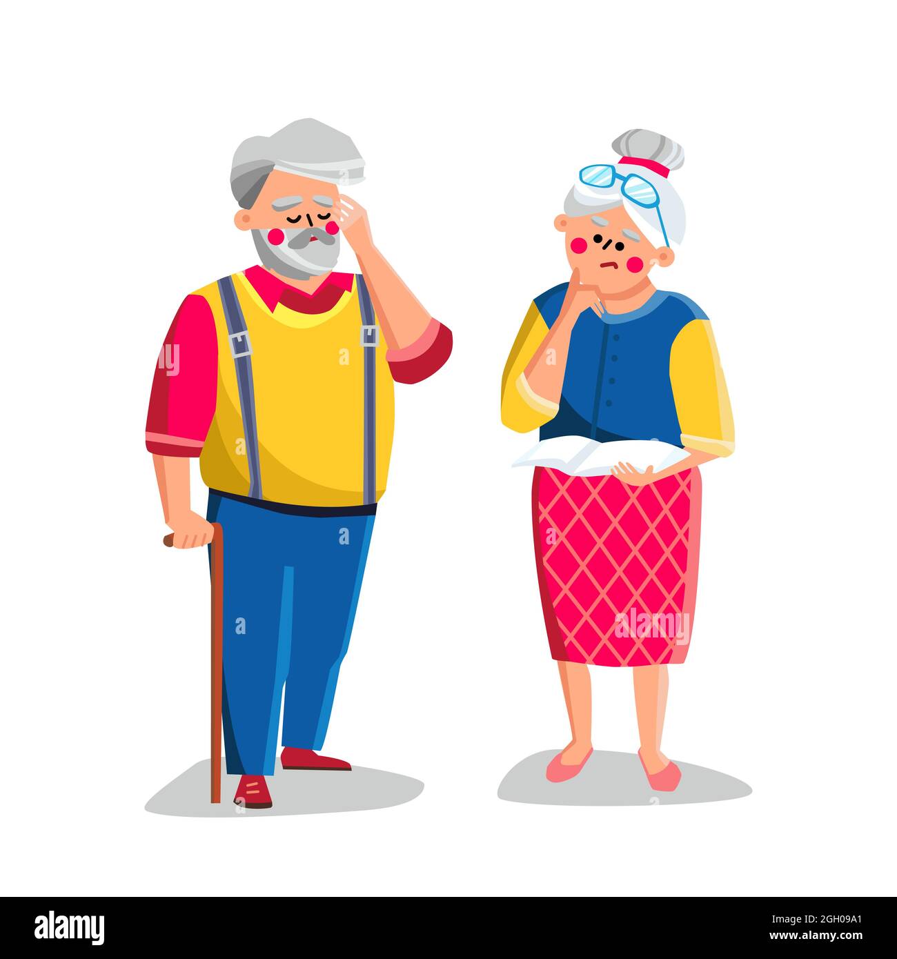Dementia Disease Of Elderly Man And Woman Vector Stock Vector Image