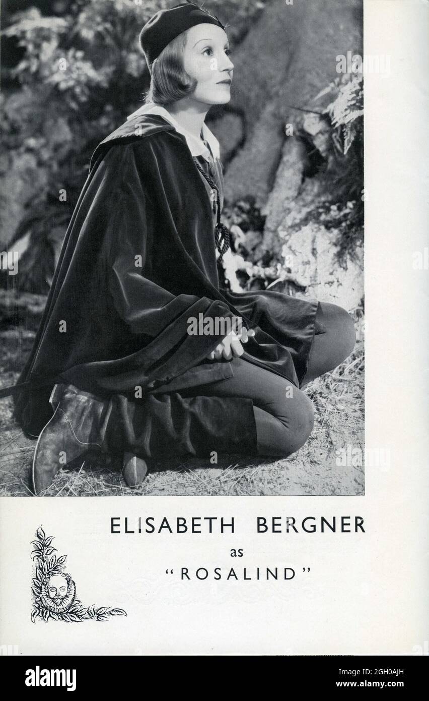 ELISABETH BERGNER as Rosalind in AS YOU LIKE IT 1936 director ...