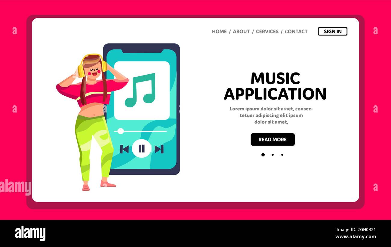 Music Application Using Woman On Phone Vector Stock Vector Image & Art ...