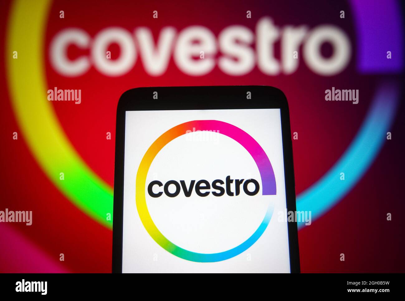 Ukraine. 03rd Sep, 2021. In this photo illustration a Covestro AG logo ...
