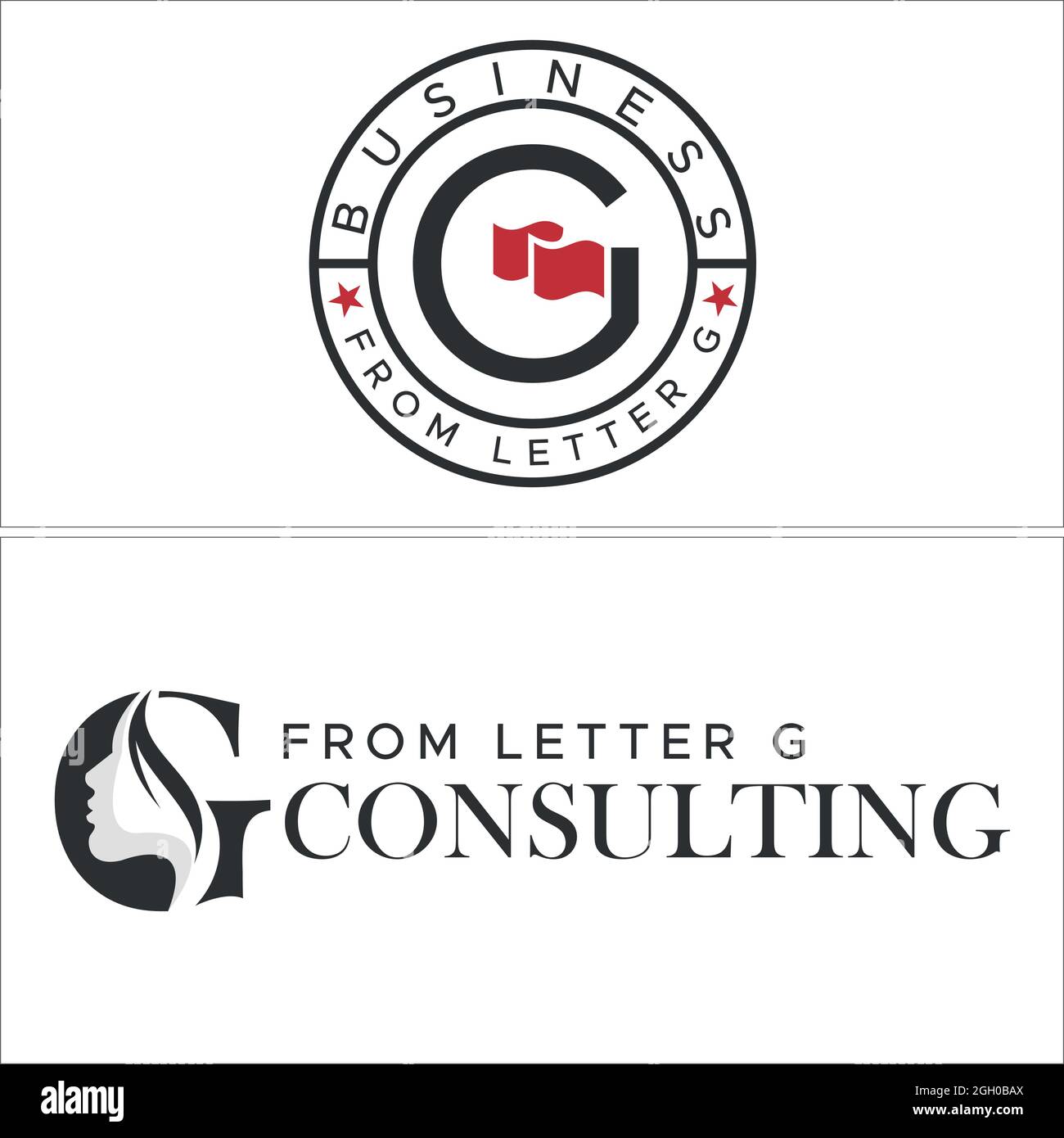 Business consulting Initial G flag and face women beauty logo design ...