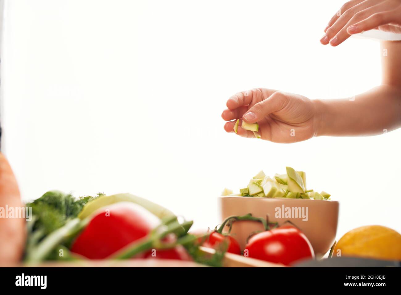 cooking slicing vegetables kitchen healthy eating salad Stock Photo - Alamy