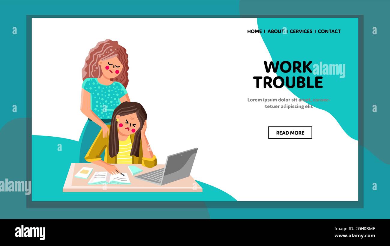 Work Trouble Has Woman Employee In Office Vector Stock Vector Image ...