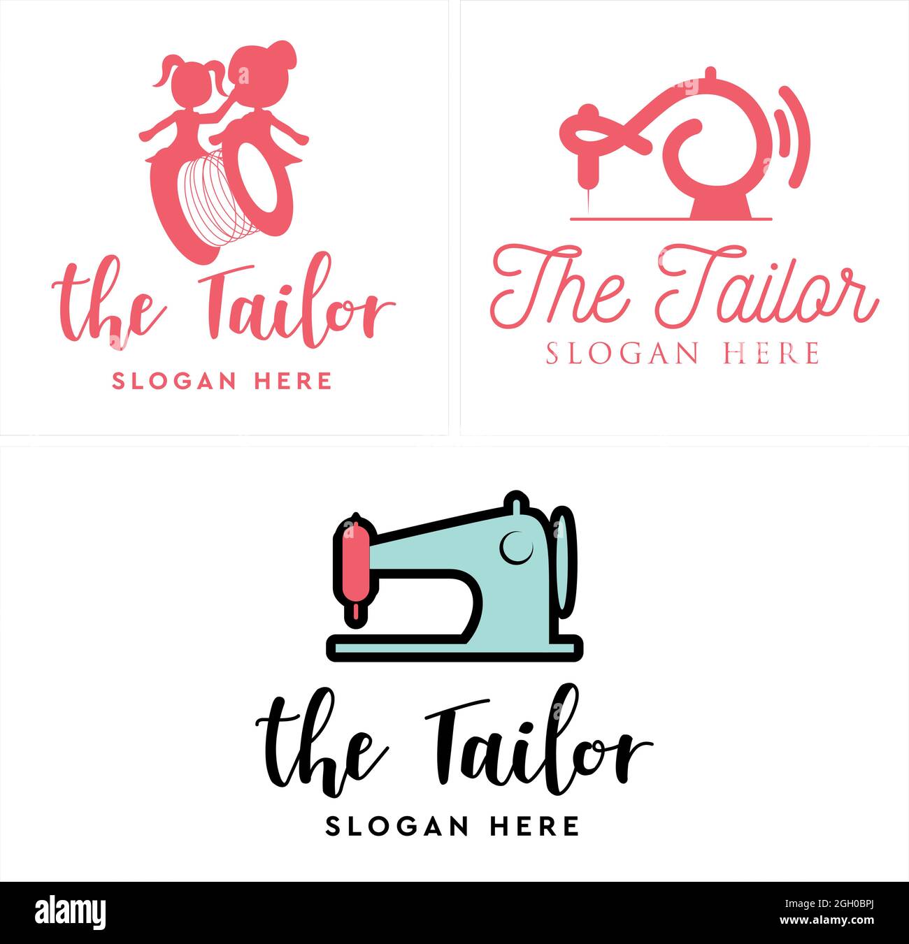 Tailor girl sewing machine logo design Stock Vector Image & Art - Alamy