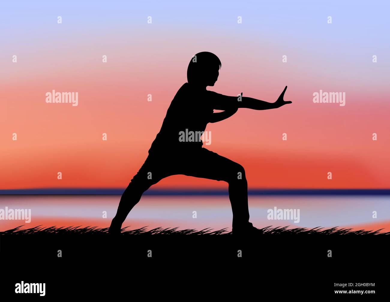 graphics image drawing tai chi with landscape view outdoor at the ...