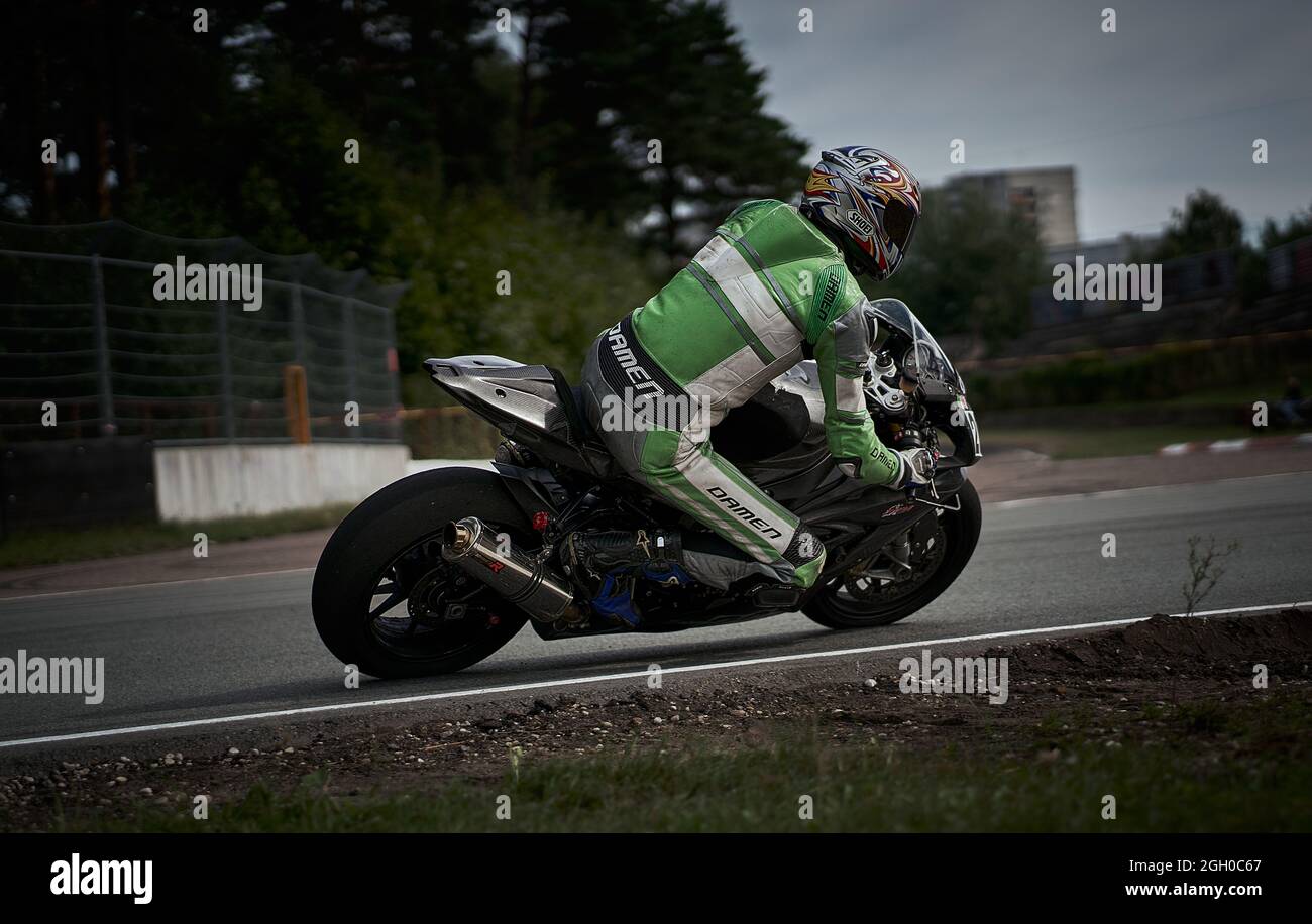 10-05-2021 Lithuania, Kaunas MotoGP rider, Motorcyclist rides at fast sport bike Stock Photo - Alamy