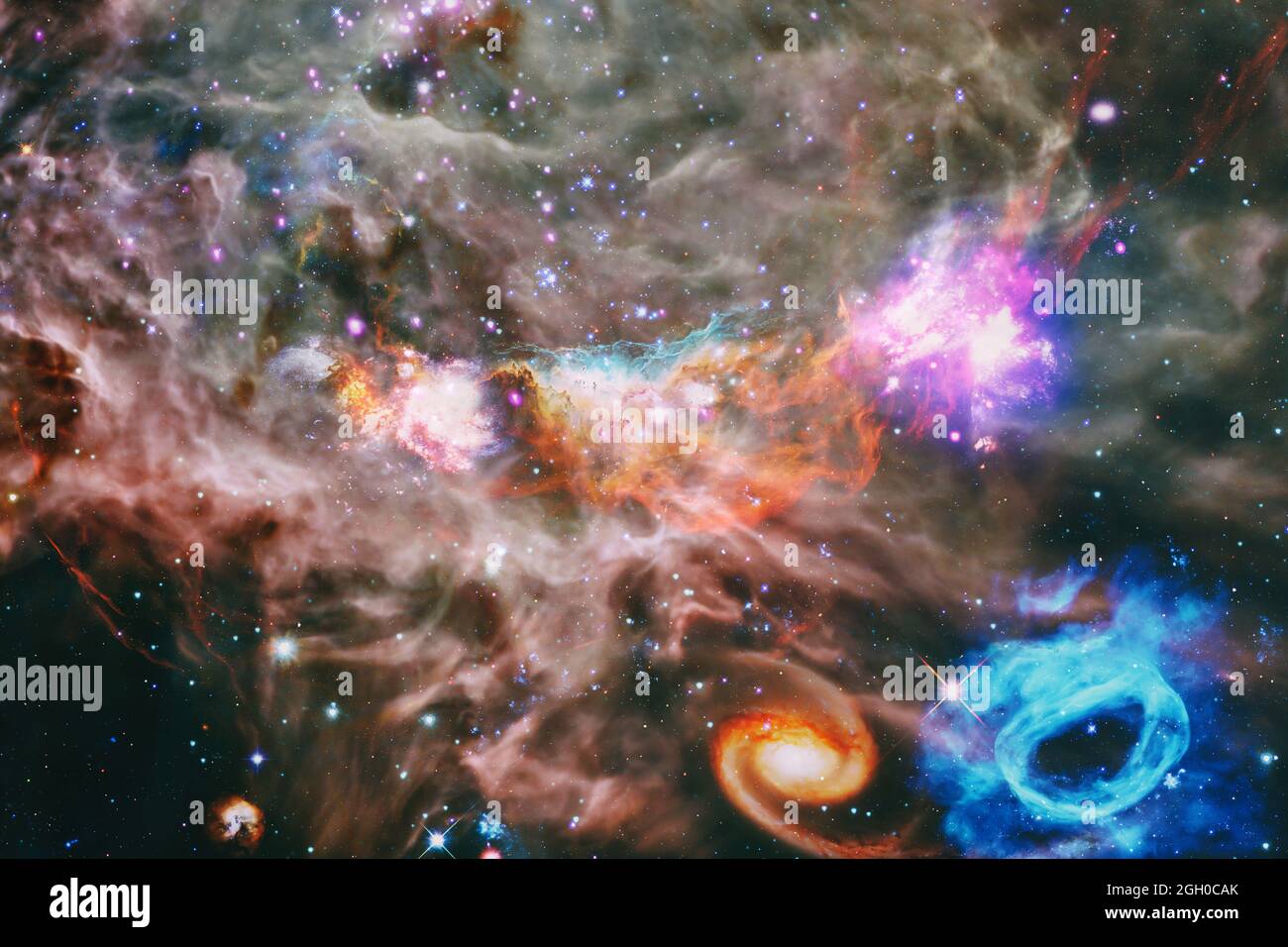 Collage on space, science and education items. Elements of this image ...