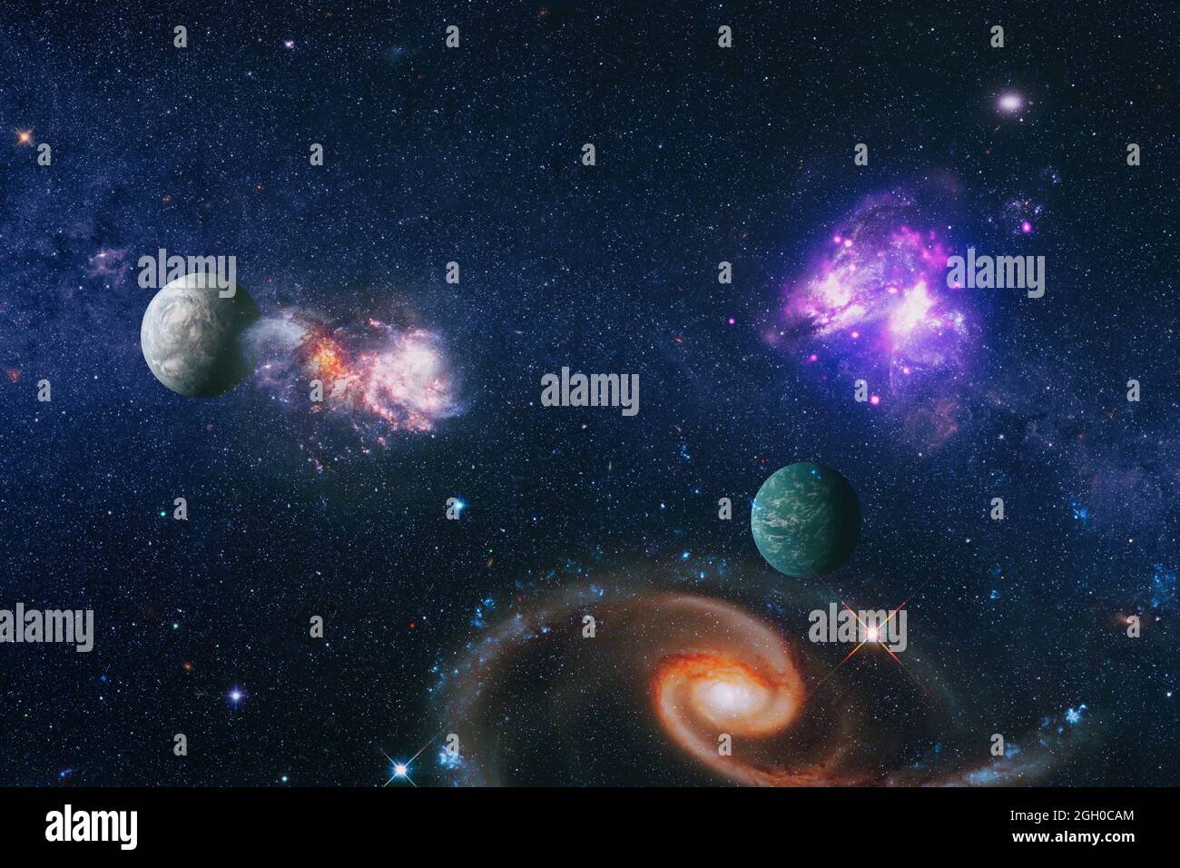 Collage on space, science and education items. Elements of this image ...