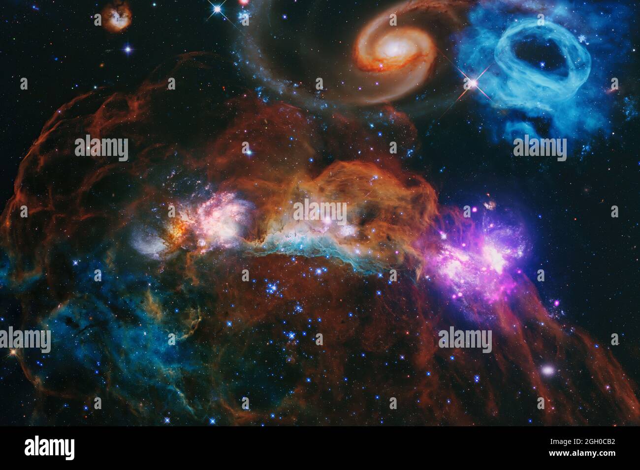 Collage on space, science and education items. Elements of this image ...