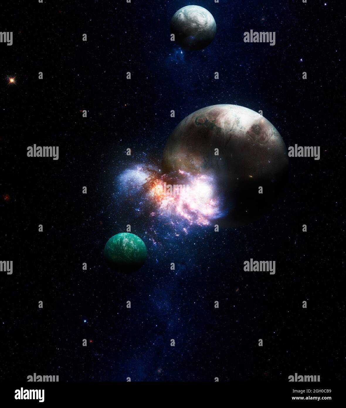 Space background with red nebula and stars. Elements of this image ...