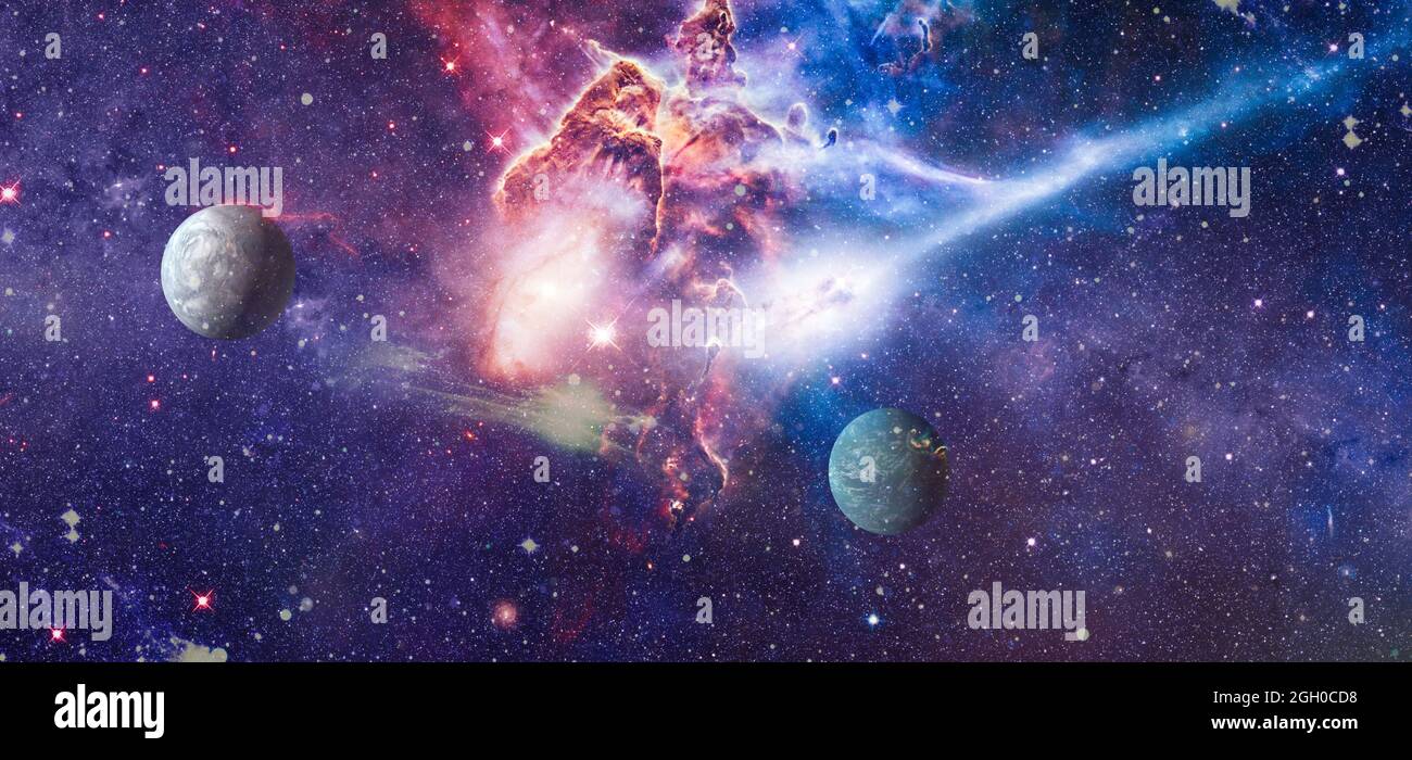 galaxy background with nebula, stardust and bright shining stars ...