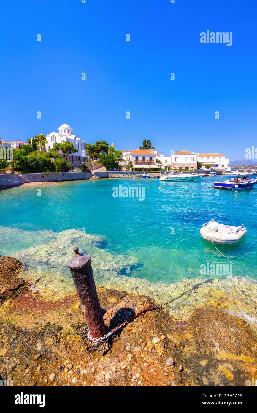 View of the amazing island of Spetses, Greece Stock Photo - Alamy