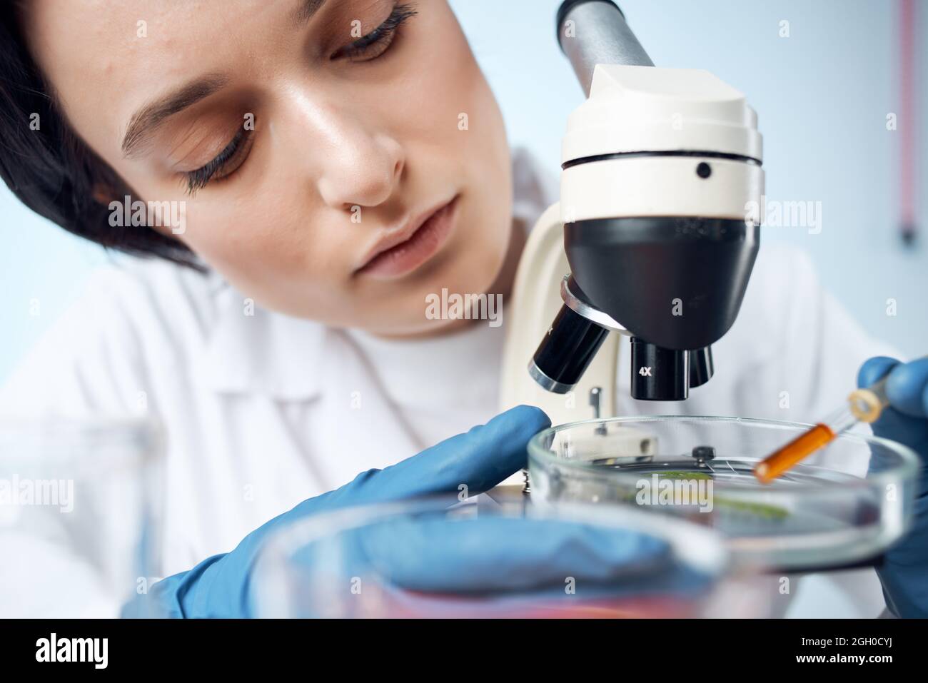 female lab technicians microscope research professional medicine ...