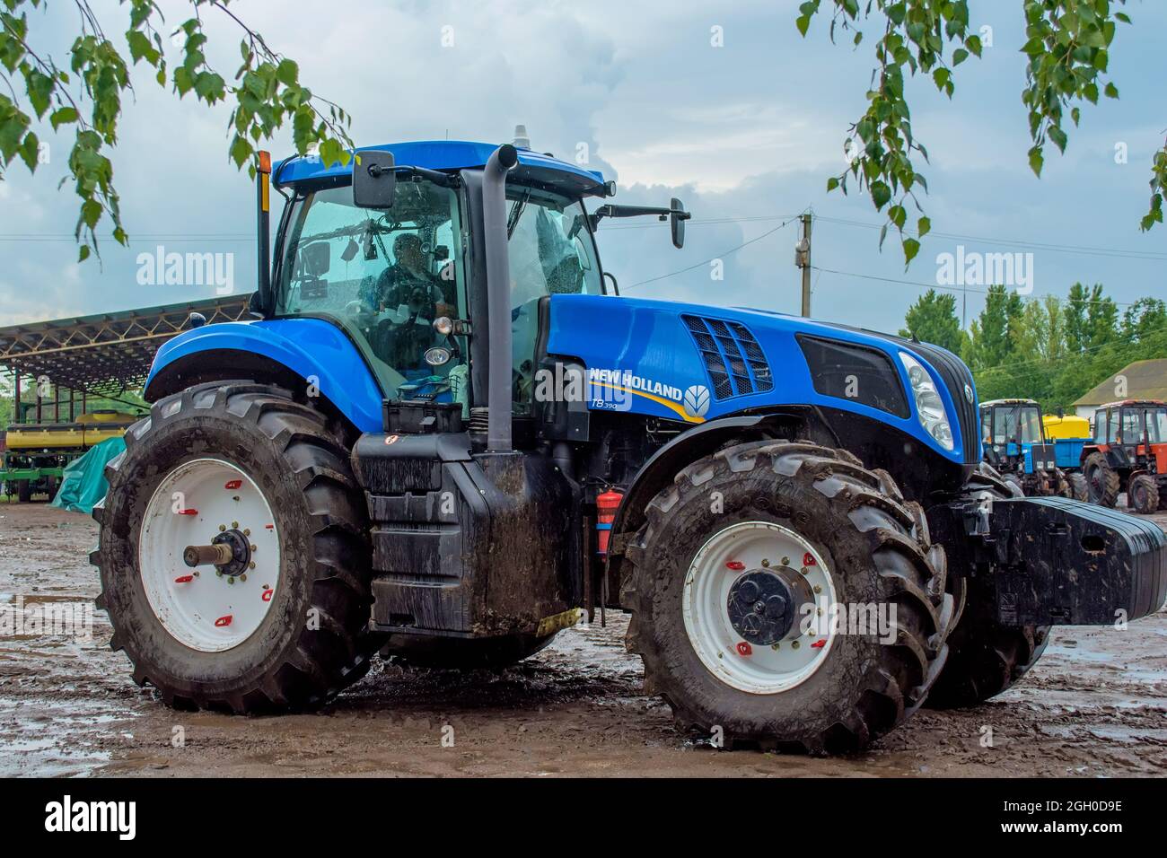 Cherkasy, Ukraine - June 02, 2015:Powerful tractor blue New Holland ...
