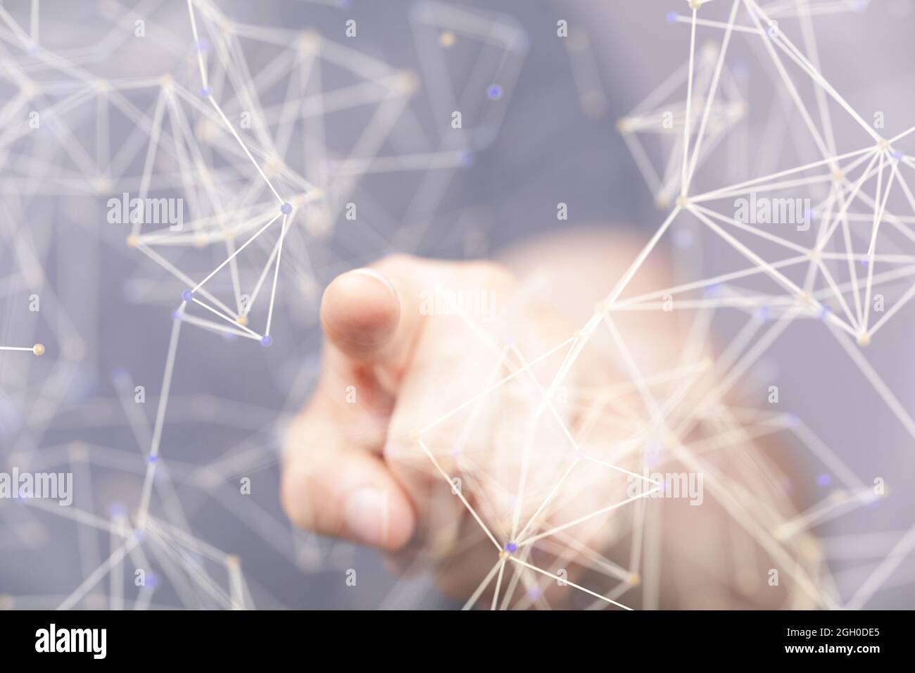 3D rendered connected data held in a person's hand Stock Photo - Alamy