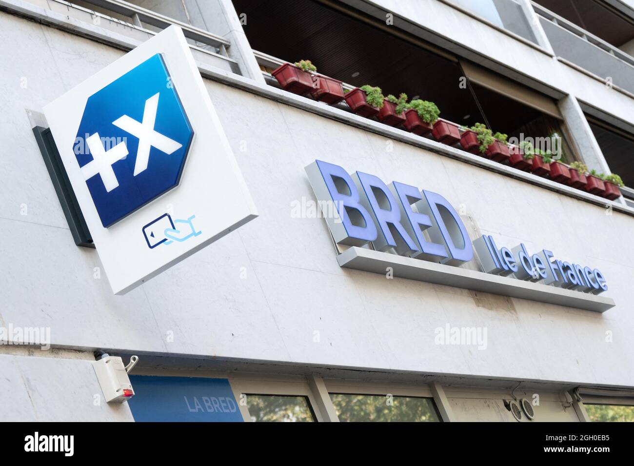 A shop sign of BRED (Bank), on September 03, 2021 in Angouleme, France ...