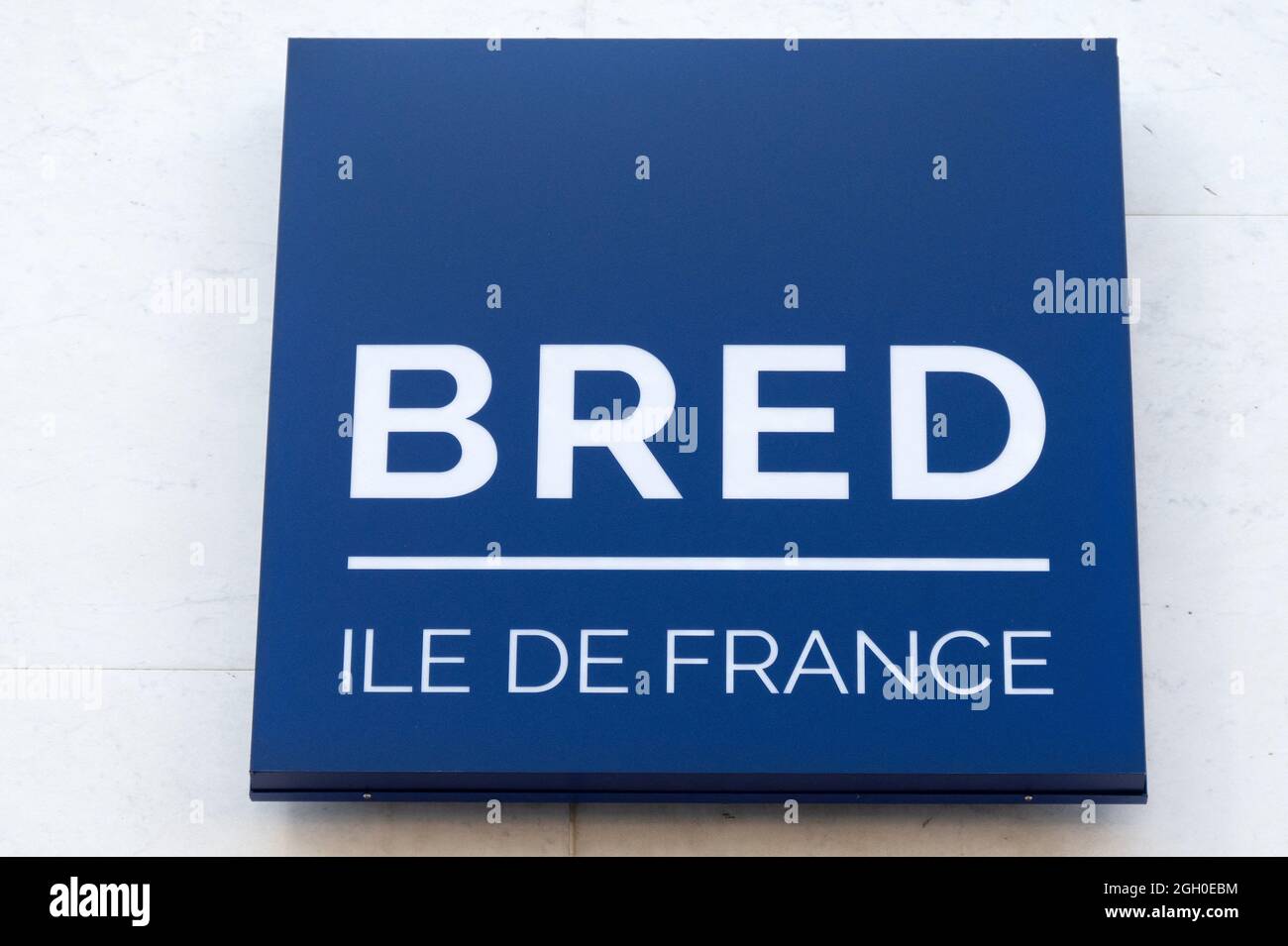 A shop sign of BRED (Bank), on September 03, 2021 in Angouleme, France ...