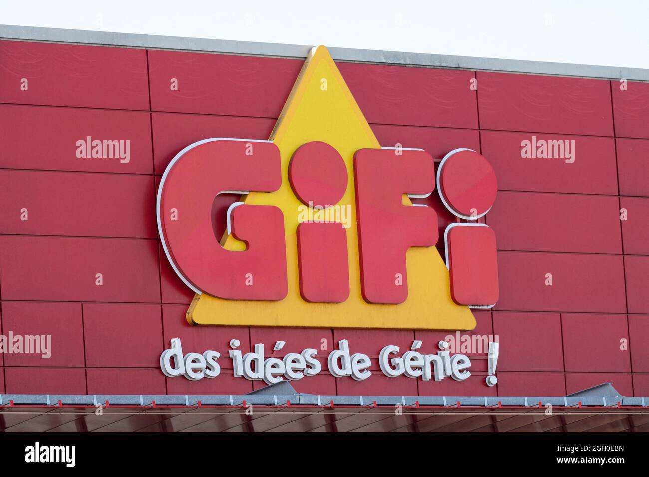 A shop sign of GIFI, on September 03, 2021 in Angouleme, France. Photo ...