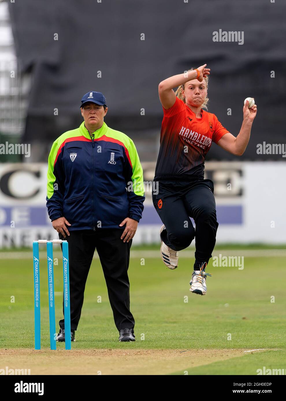 Tara Norris of Southern Vipers bowling in a Charlotte Edwards Cup match ...