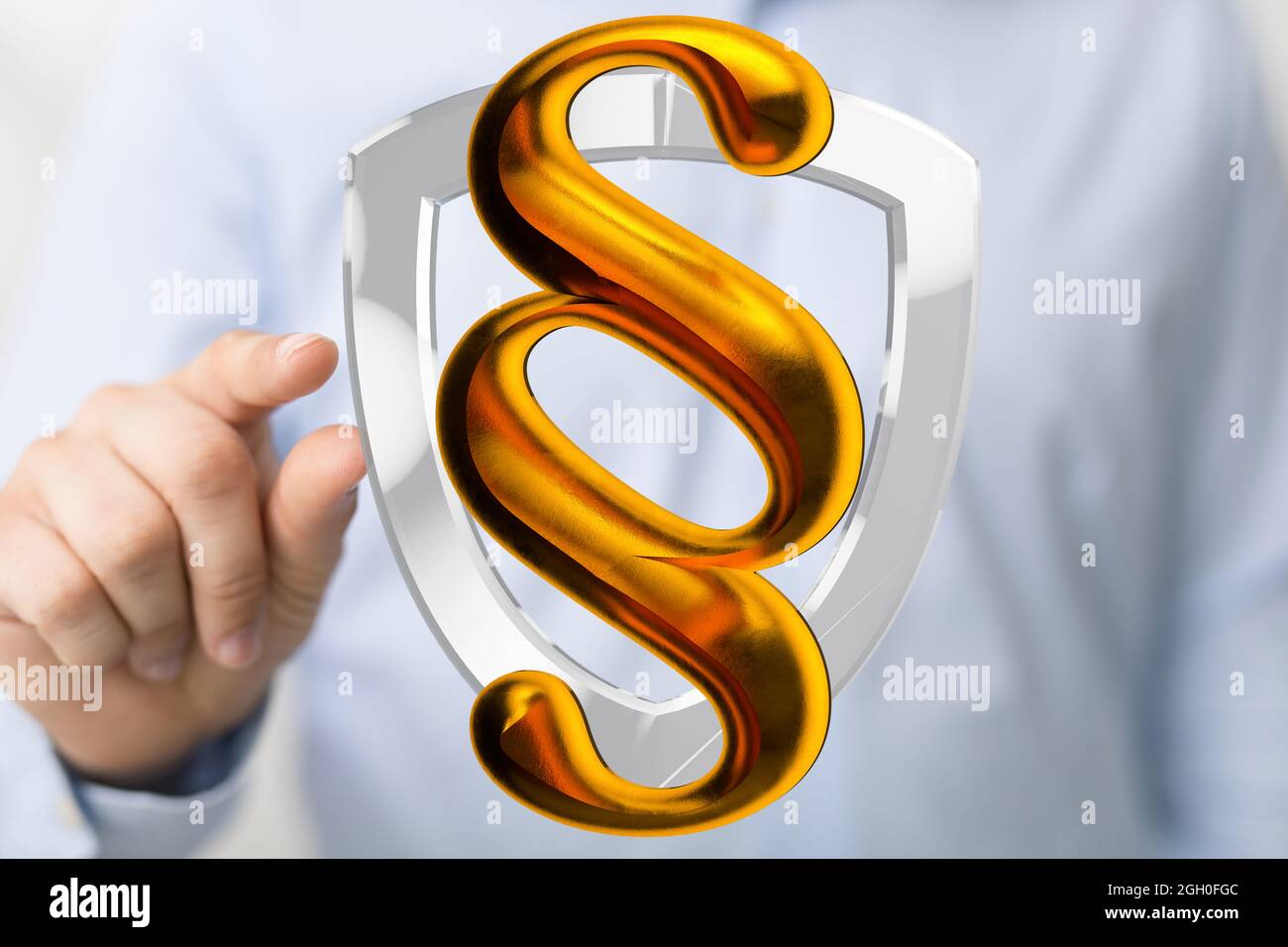 Concept of Law and justice, floating digital paragraph law sign in hand ...