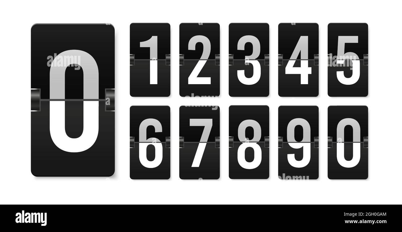 Countdown scoreboard numbers. Score vector realistic timetable ...