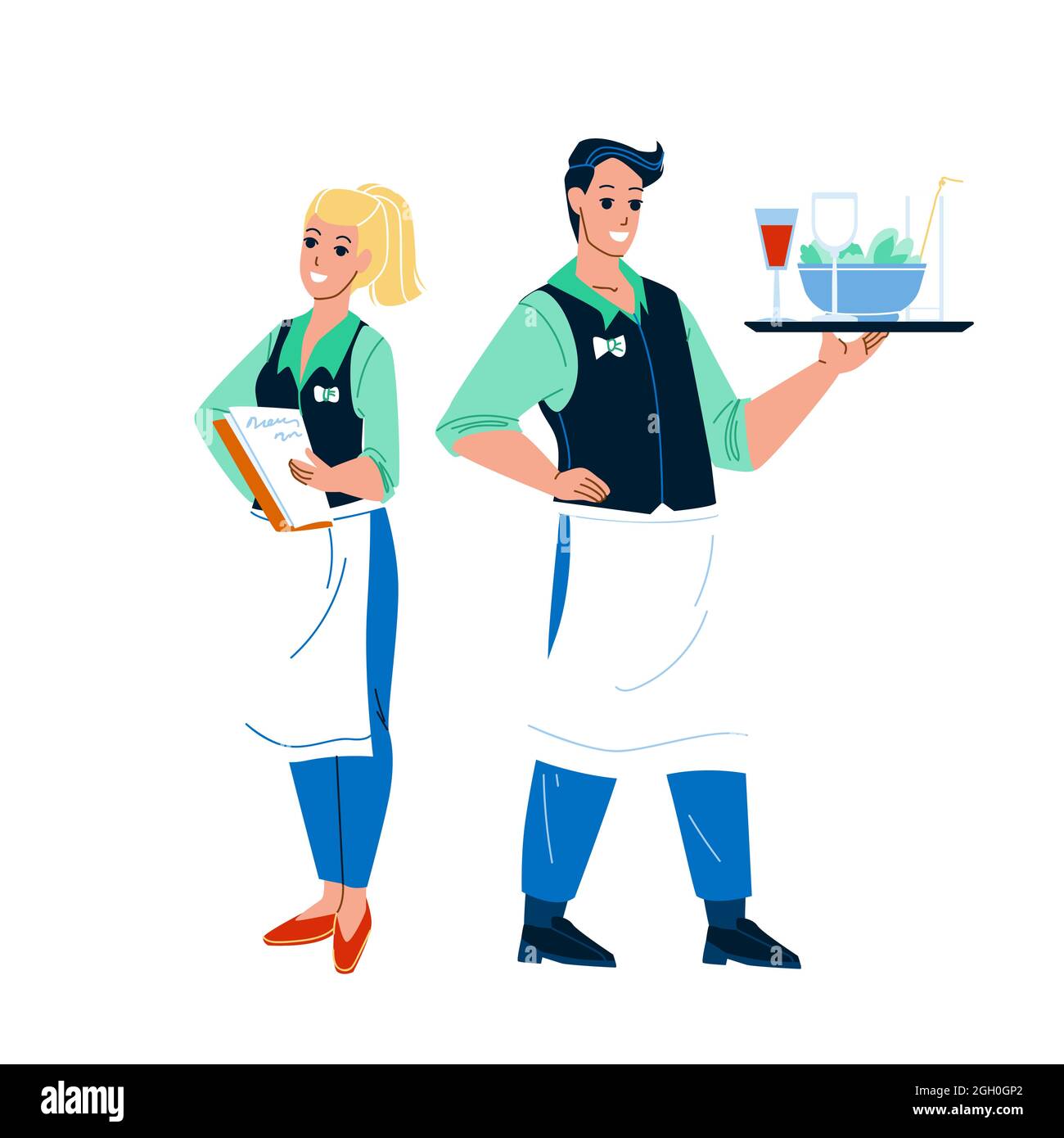Waiter Restaurant Workers Man And Woman Vector Stock Vector Image & Art ...