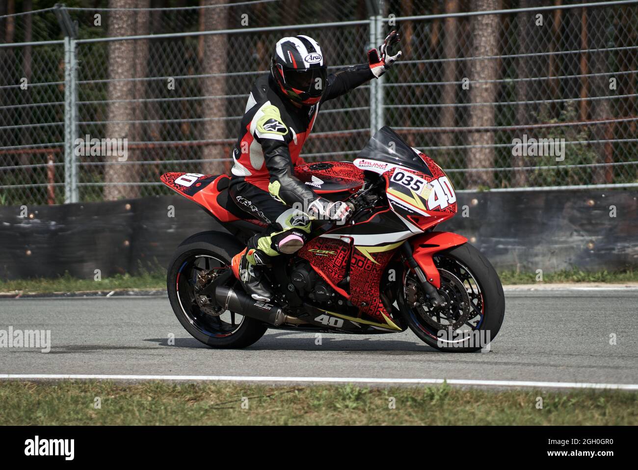 10-05-2021 Lithuania, Kaunas Moto rider, Motorcyclist rides at fast sport bike Stock Photo - Alamy