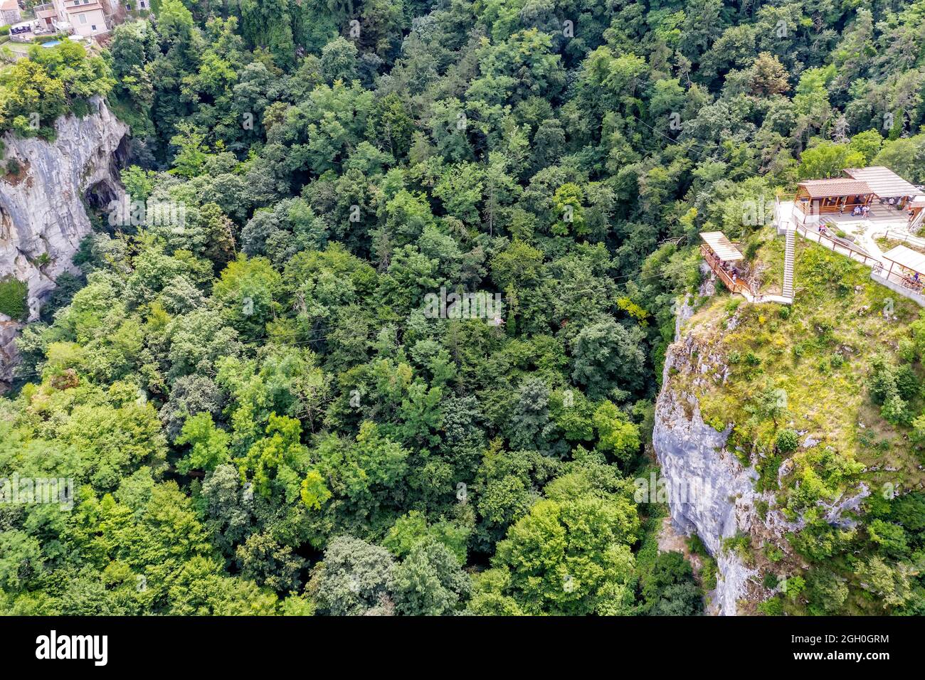 an aerial view of Pazin zip line over abyss is an extraordinary natural ...