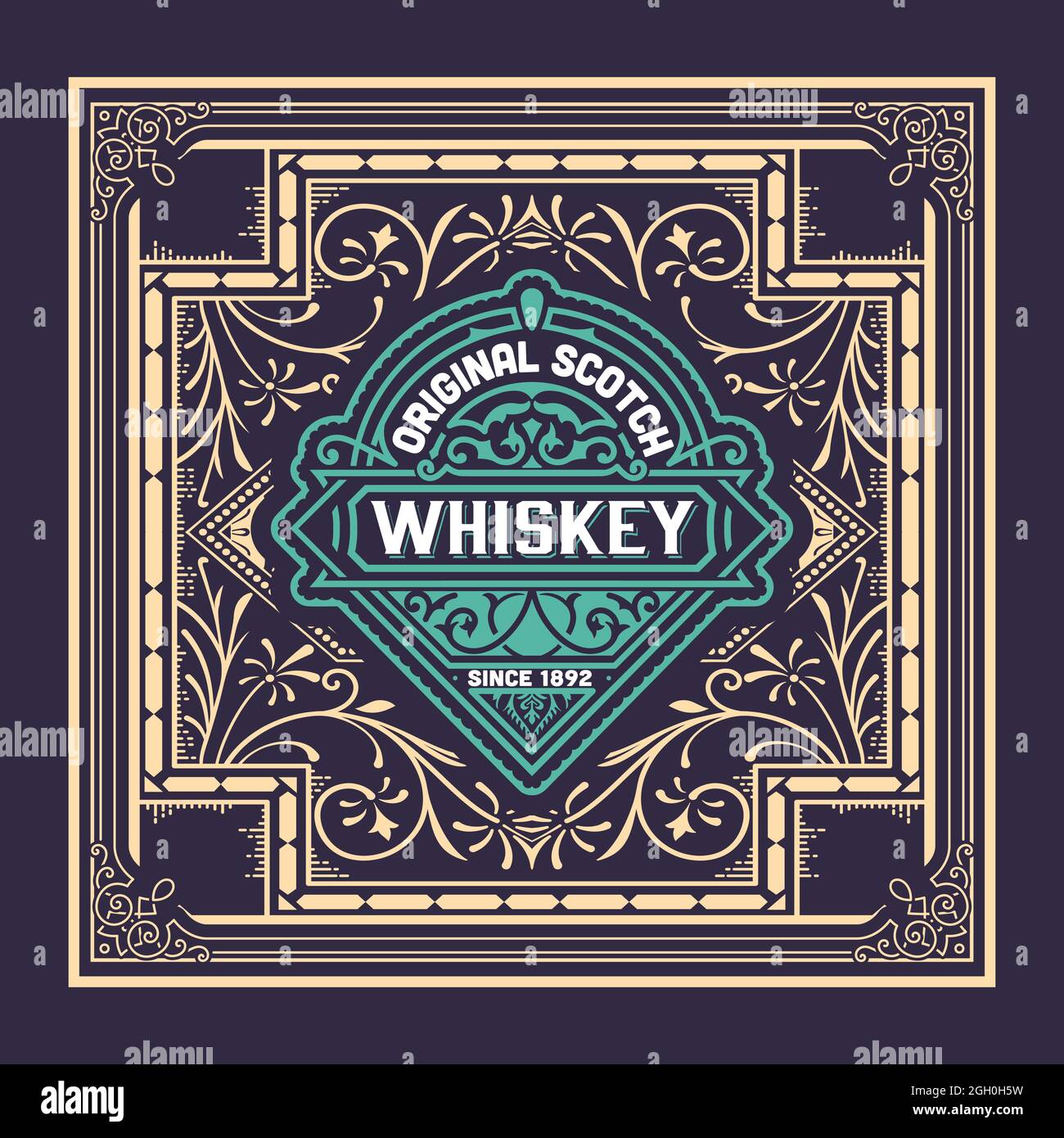 Whiskey label with old frames Stock Vector Images - Alamy
