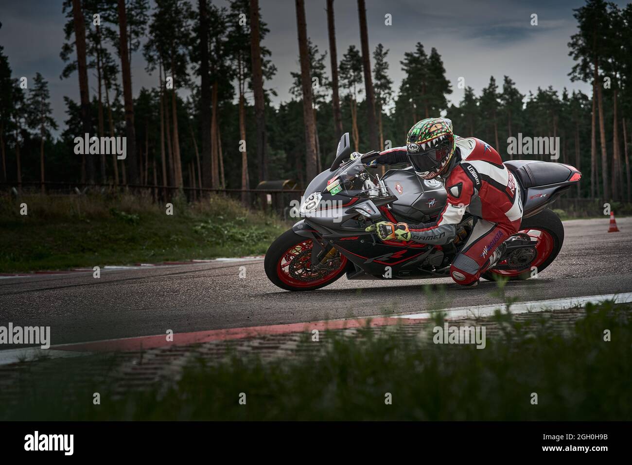 10-05-2021 Lithuania, Kaunas Moto rider, Motorcyclist rides at fast sport bike Stock Photo - Alamy