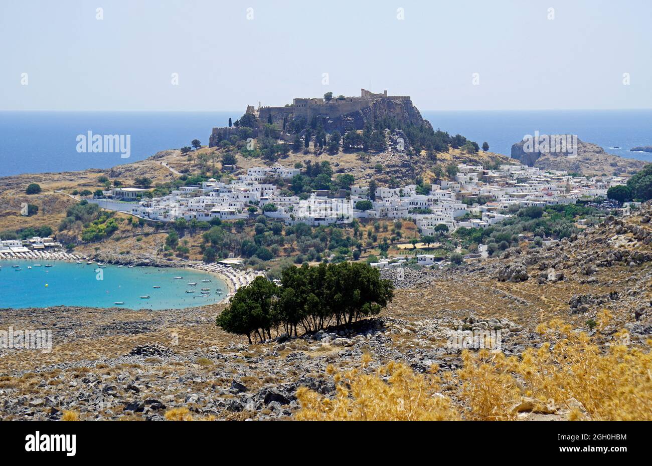 scenic viewpoint of lindos on rhodes island Stock Photo - Alamy