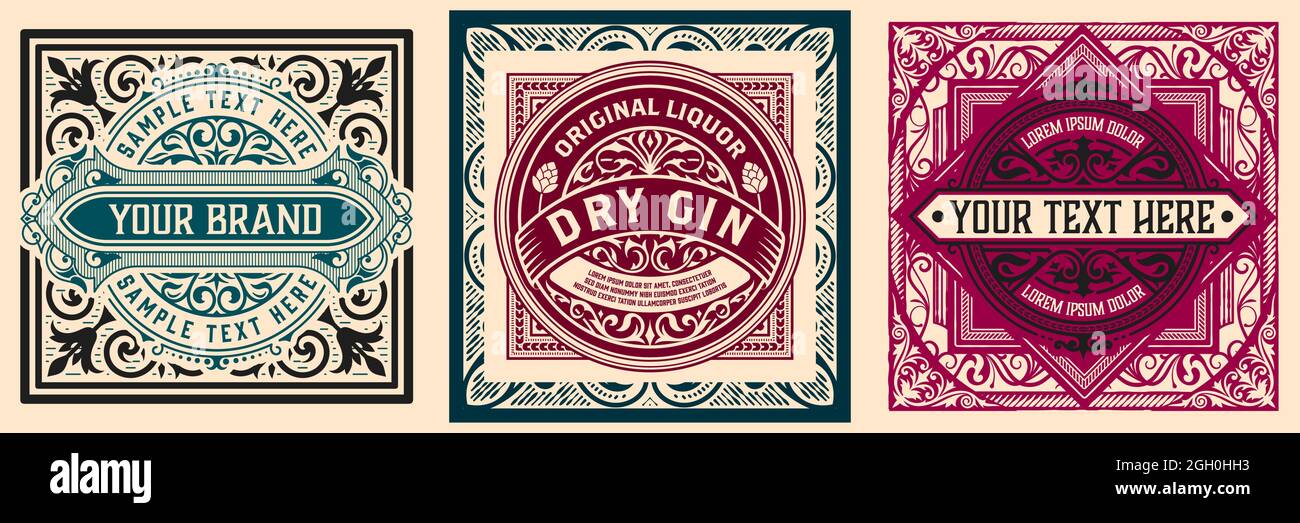 Set of 3 vintage labels for packing Stock Vector Image & Art - Alamy