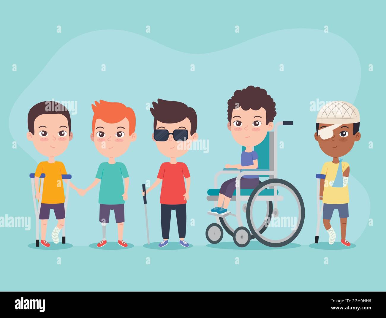disabled boys set Stock Vector Image & Art - Alamy