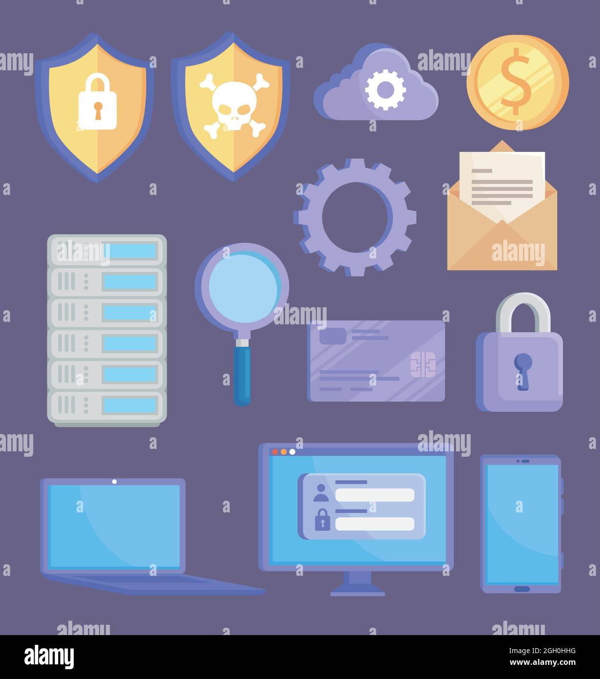 Cyber security symbol set Stock Vector Image & Art - Alamy