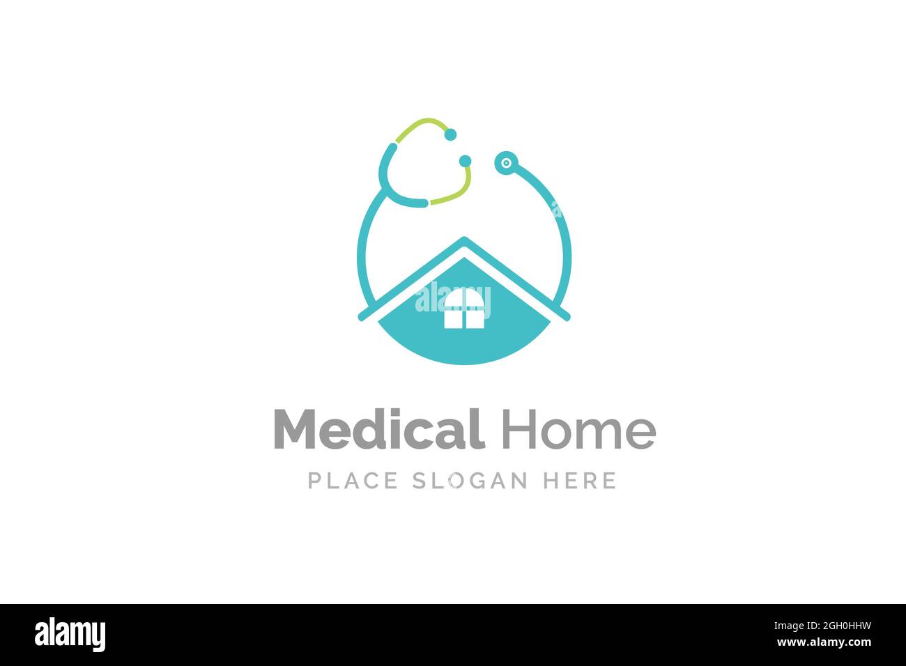 doctor home logo design with stethoscope icon Stock Photo - Alamy