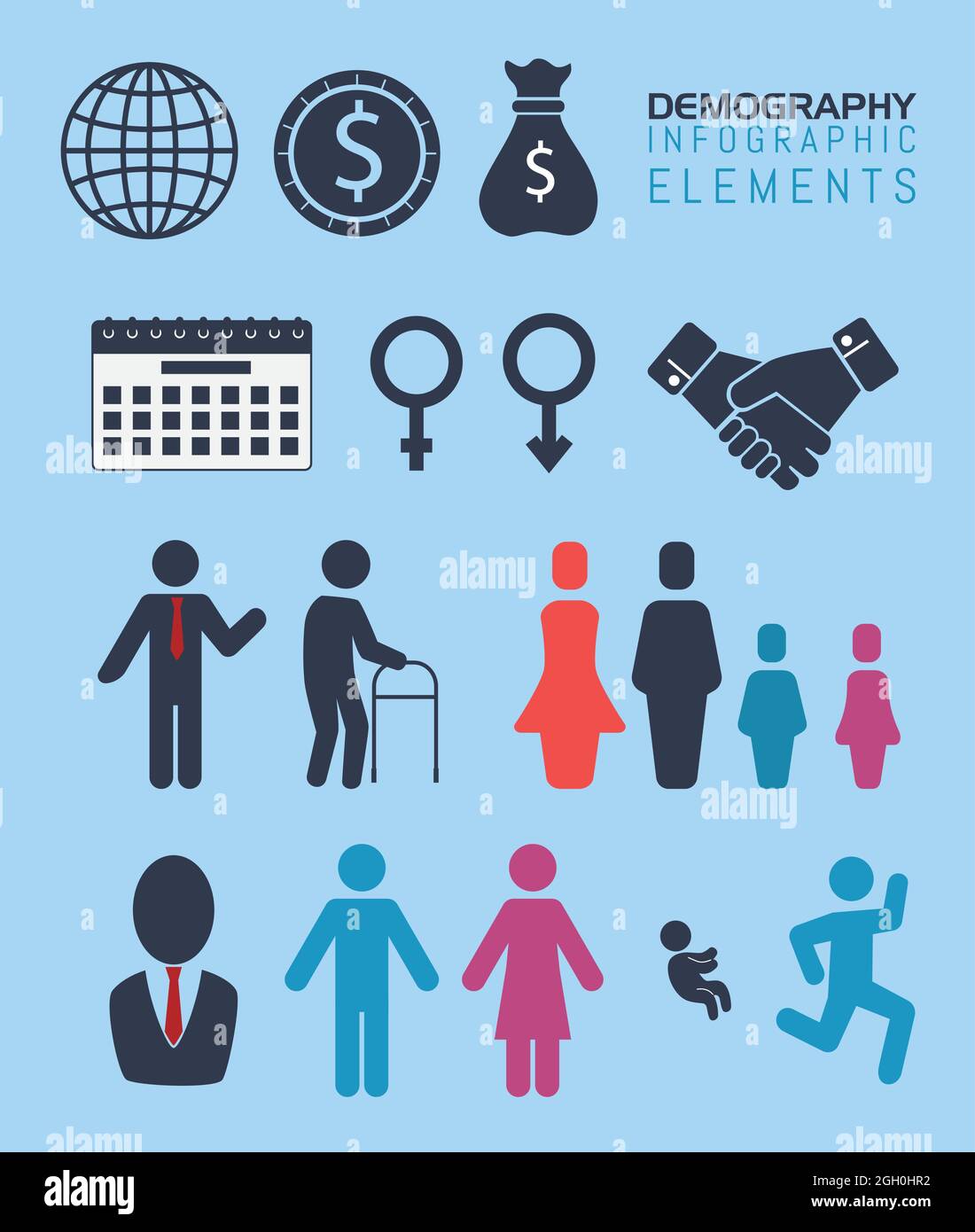 Demography chart icon set Stock Vector Image & Art - Alamy