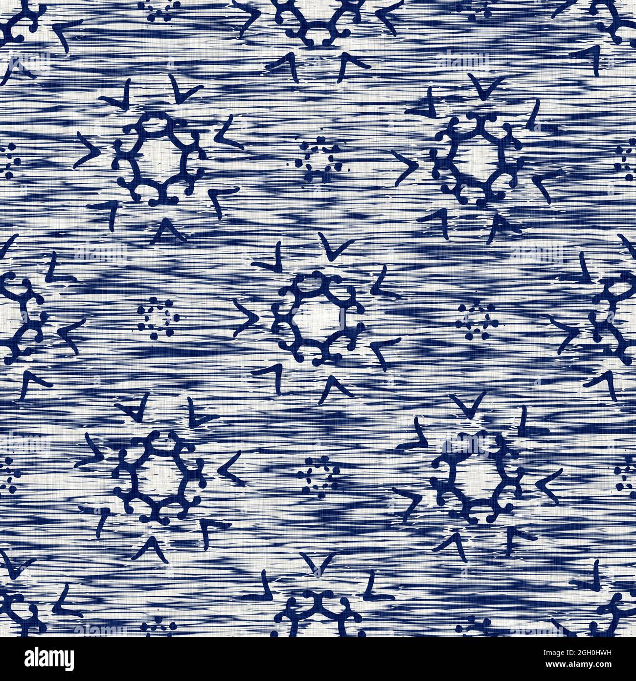 Indigo dyed fabric geo shape pattern texture. Seamless textile fashion ...