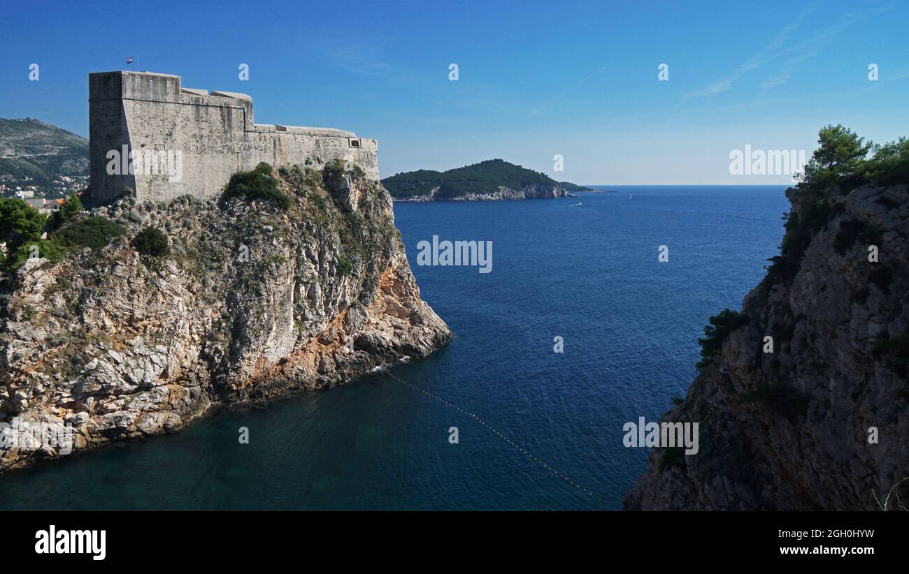 the castle on the rock in the sea, Dubrovnik, Croatia Stock Photo - Alamy