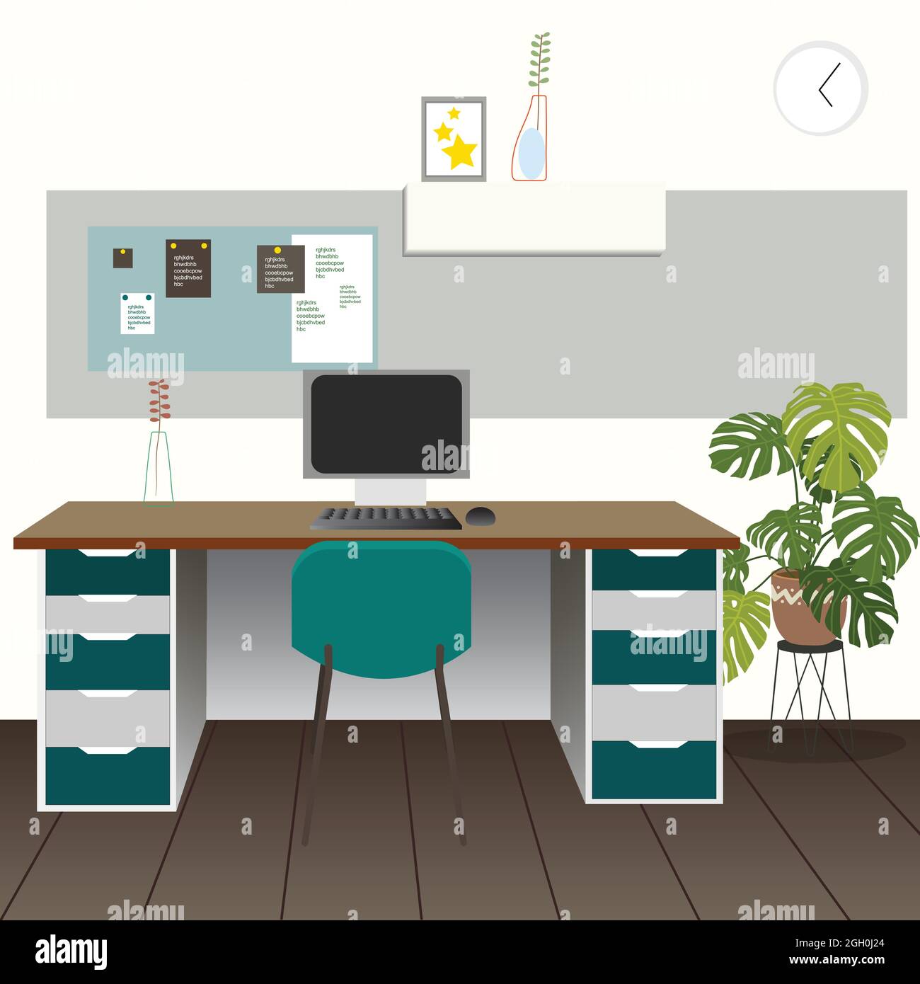 Illustration of the office cabin interior decorated with different ...
