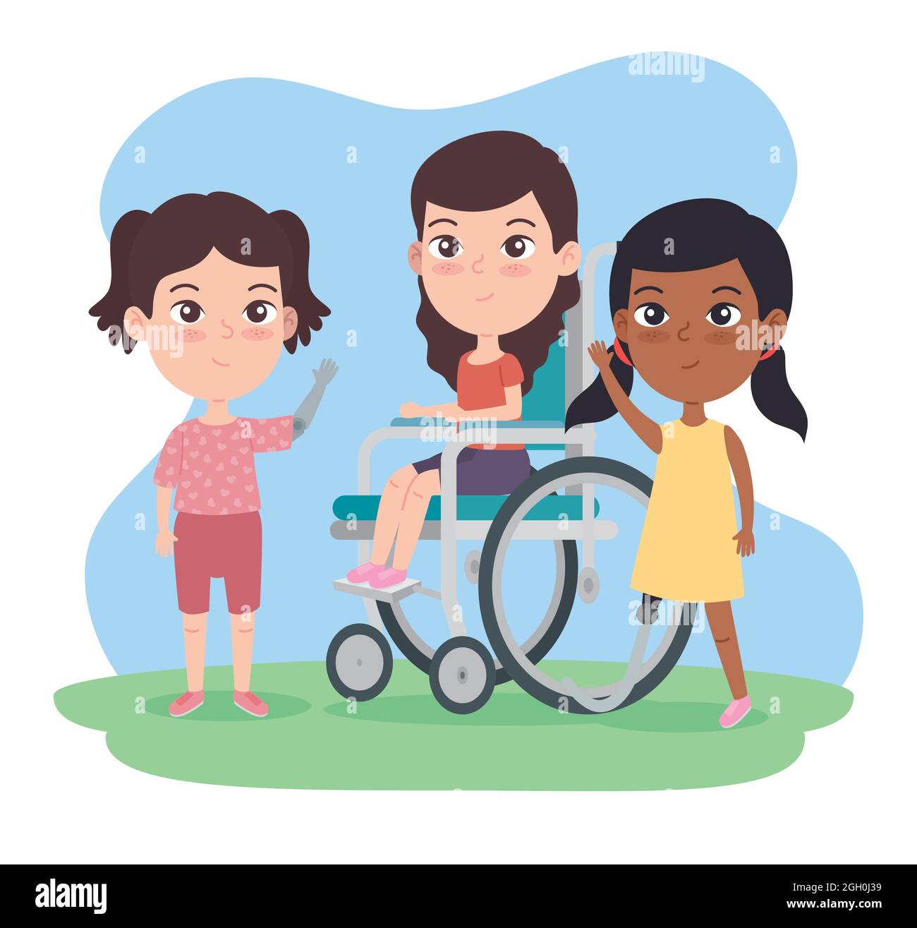 disabled girls kids Stock Vector Image & Art - Alamy