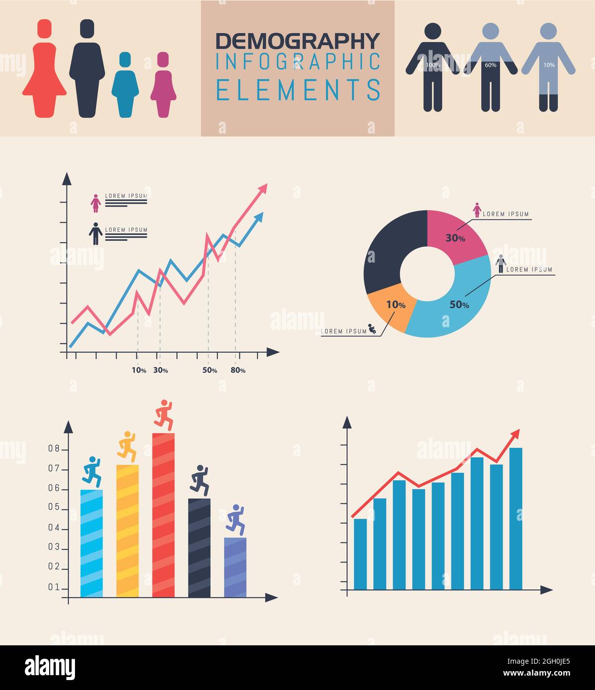 Demography chart symbol set Stock Vector Image & Art - Alamy