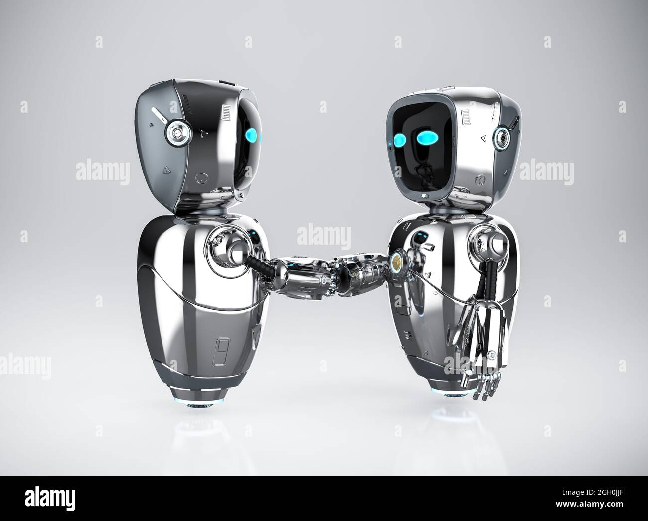 Technology connection with 3d rendering robot assistant hand shake Stock Photo - Alamy