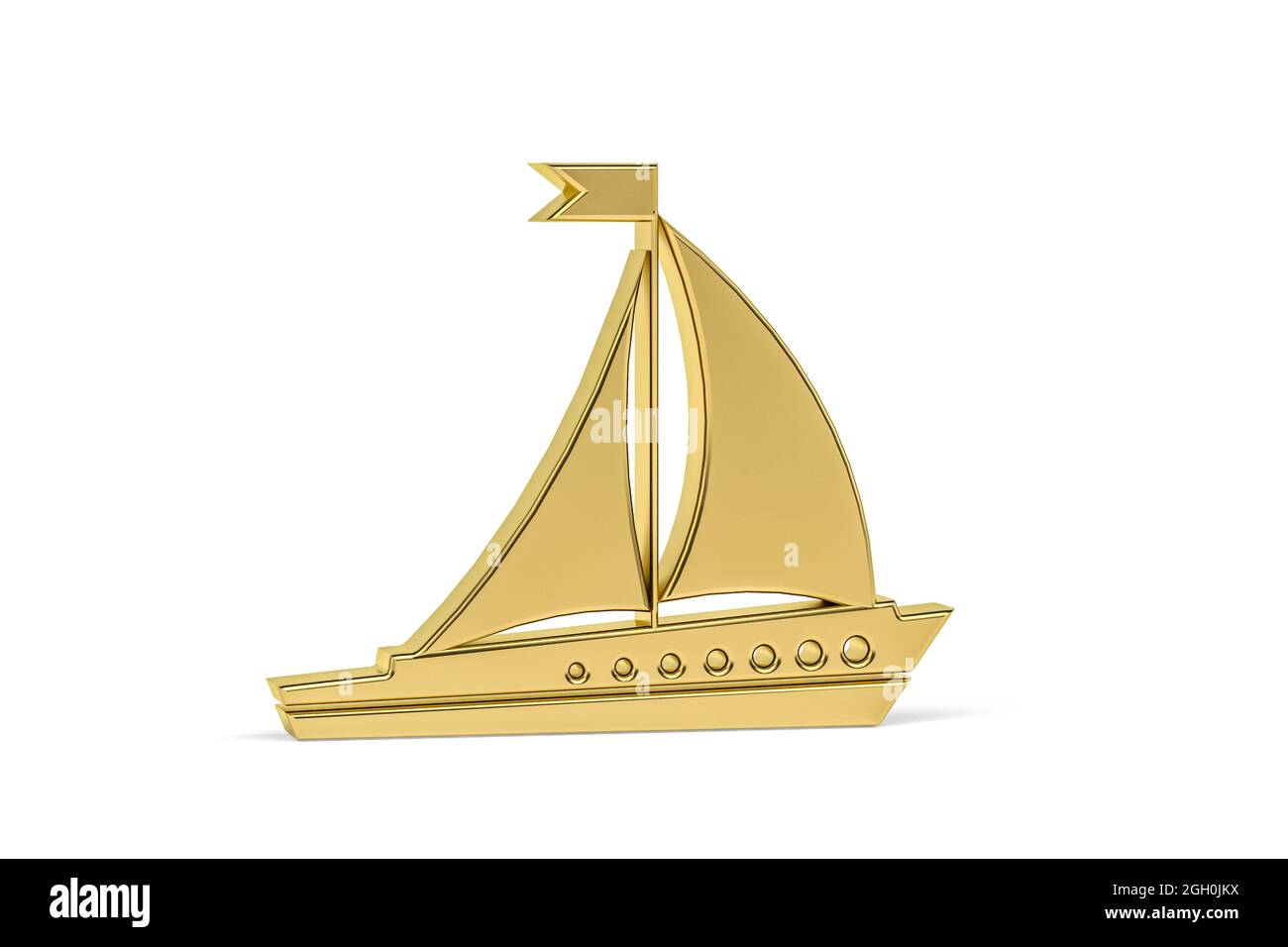 Golden 3d sailing icon isolated on white background - 3d render Stock ...