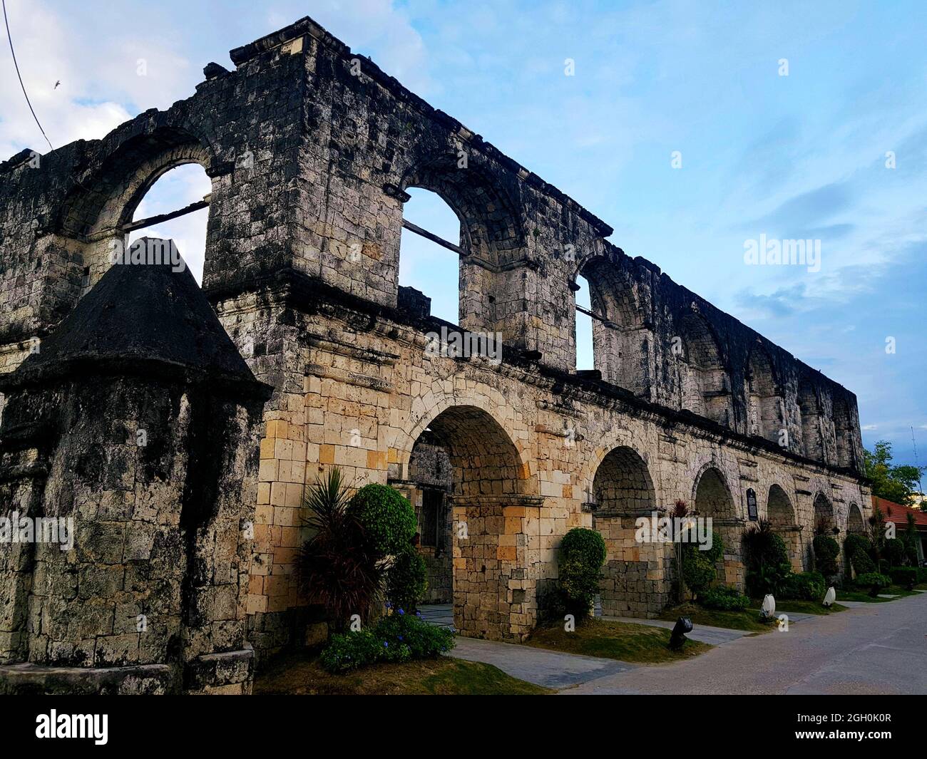 Beautiful view of the historical Cuartel Ruins under the cloudy blue ...