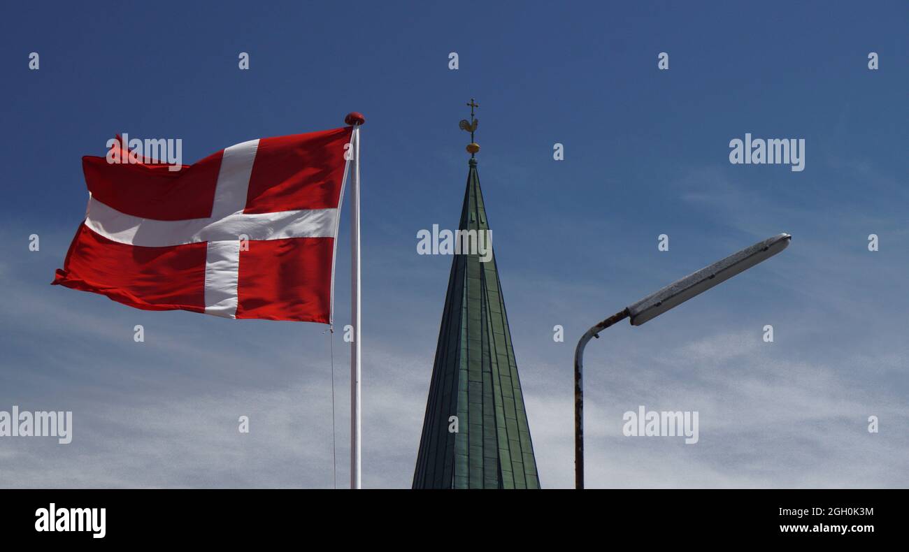 flags on the sky in line composition, Ronne, Denmark Stock Photo - Alamy