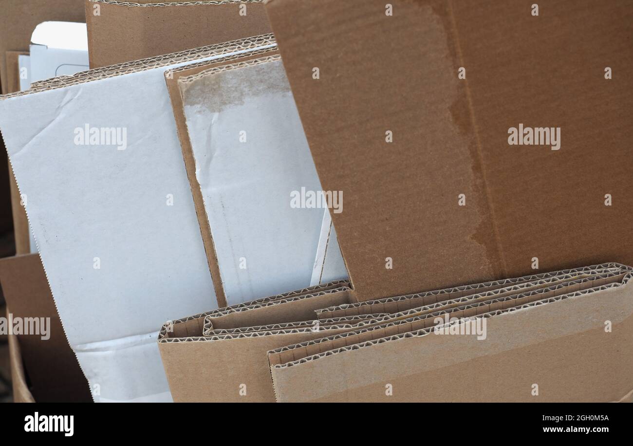many cardboard boxes for shipping packets with post or courier Stock ...