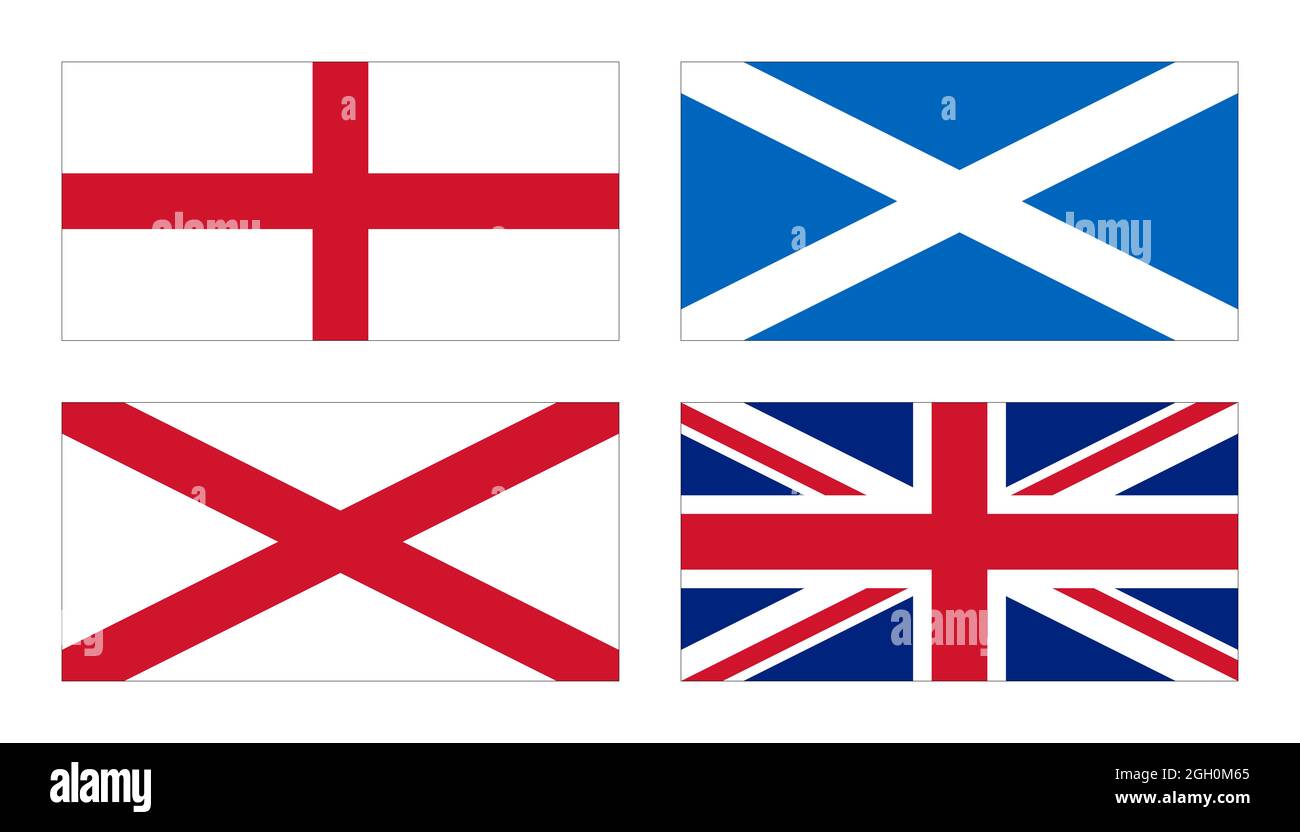 Development of the Union Jack: the cross of St George (flag of England ...