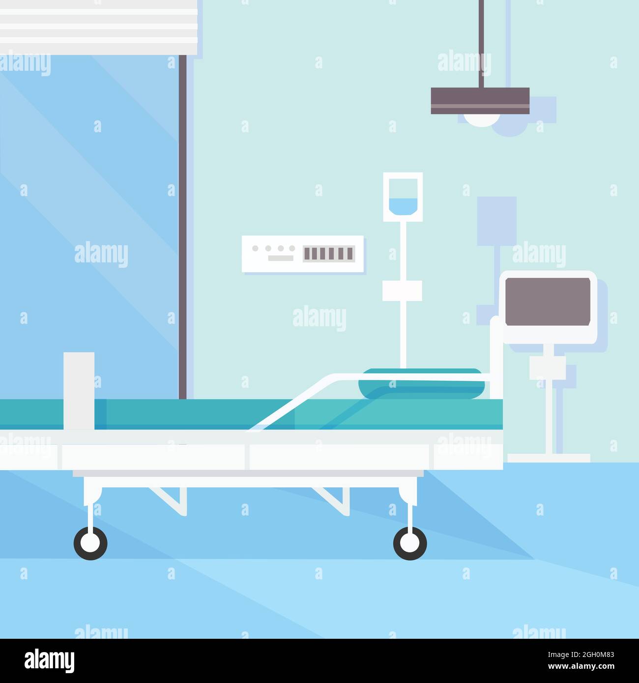 Illustration of the hospital room interior decorated with different ...